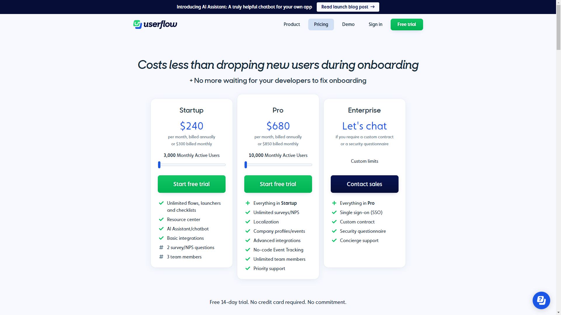 Userflow for New Customer Onboarding: Features, Pricing, and Review ...